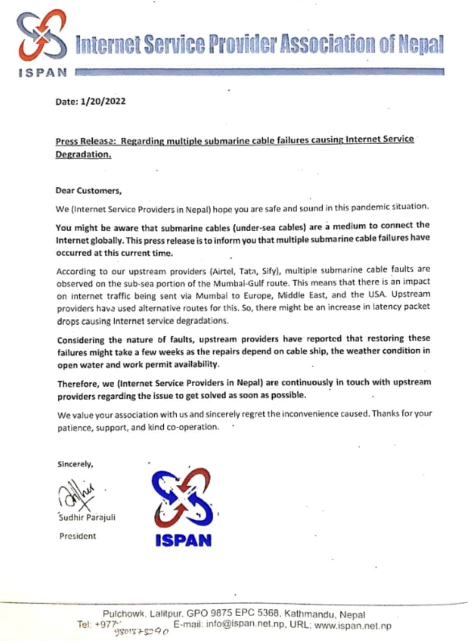 Multiple Submarine cable failures causing Internet Service degradation ...